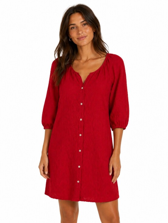 Rosemarine | Dresses | Rosemarine Italy Red Eyelet 0 Cotton Button Mini ...